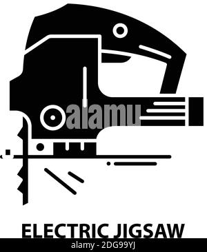 Electric jig saw machine isolated outline icon. Vector electric fretsaw ...