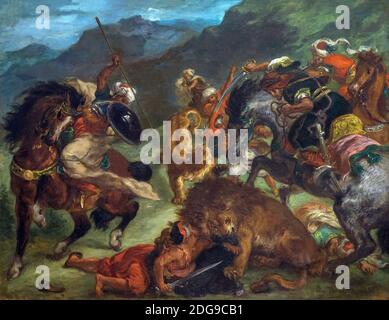 Eugène Delacroix - Lion Hunt 1858 Stock Photo - Alamy
