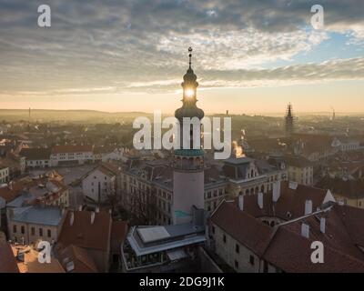 Aerial photo of medieval Sopron with fire tower Stock Photo - Alamy