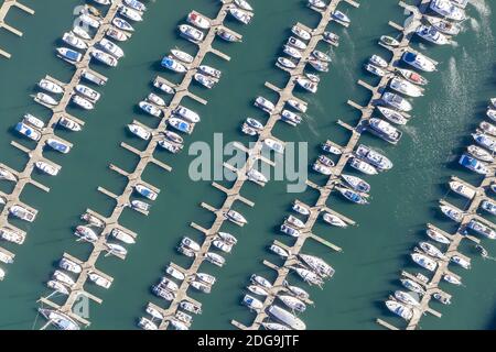 Overhead View Of A Marina On The Pacific Coast Highway Stock Photo - Alamy