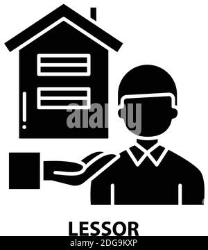 lessee icon, black vector sign with editable strokes, concept ...