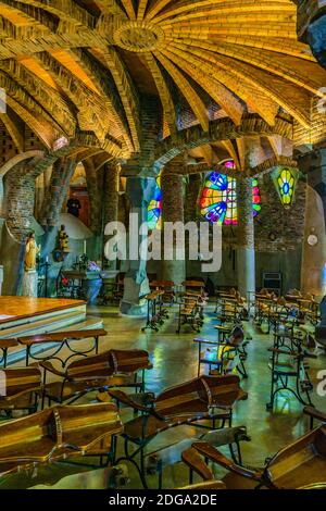 Guell Crypt Interior, Catalunya, Spain Stock Photo - Alamy