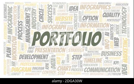 Portfolio typography word cloud create with text only Stock Photo - Alamy