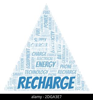 Recharge typography word cloud create with text only Stock Photo - Alamy