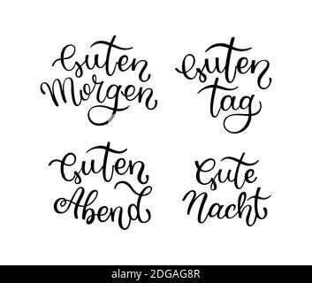 Hand lettering Good morning. German letters. Template for card, poster ...