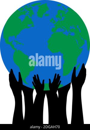 Community concept with people silhouettes holding letters with word ...