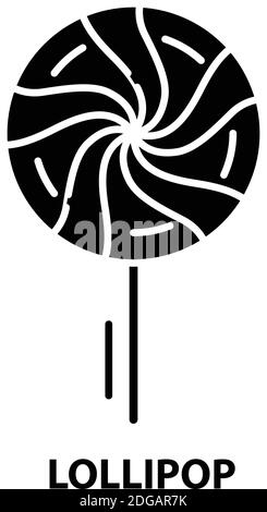 lolipop icon, black vector sign with editable strokes, concept ...