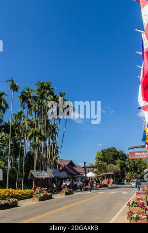 Chiang Rai, Thailand - November 18, 2017: Colorful flowers at Mae Fah ...