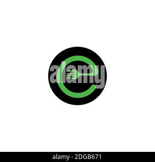 Initial Q monogram alphabet with a fork, spoon, and leaf. Healthy ...