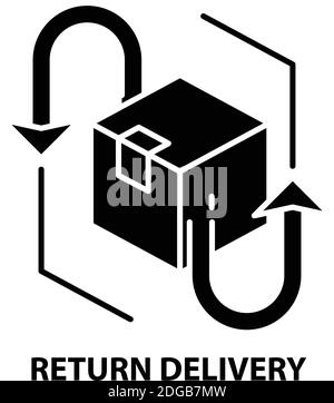 Online store delivery. Parcel return service. Pixel perfect, editable ...