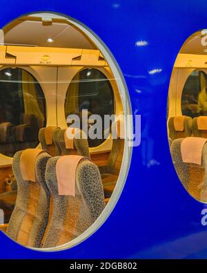 Interior of Japanese Shinkansen high speed train Tokyo, Japan - April 22 2018: Interior of ...