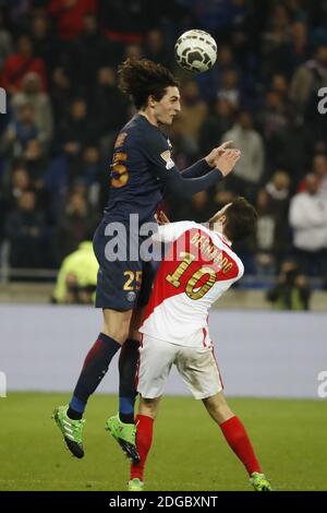 PSG's Adrien Rabiot battling Monaco's Tiemoue Bakayoko during the ...
