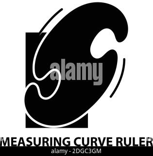 measuring curve ruler line icon, outline symbol, vector illustration ...