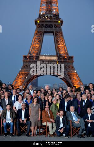 Journalists of French public radio news station franceinfo pose in ...