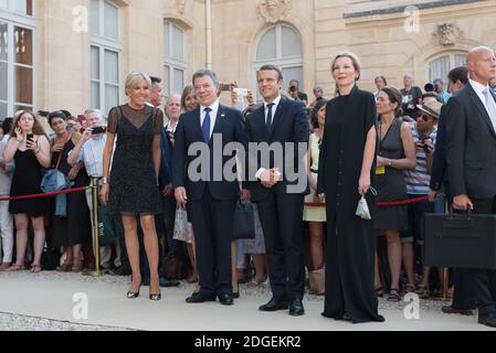 Brigitte Macron, Juan Manuel Santos, Emmanuel Macron and Maria ...