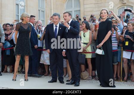 Brigitte Macron, Juan Manuel Santos, Emmanuel Macron and Maria ...