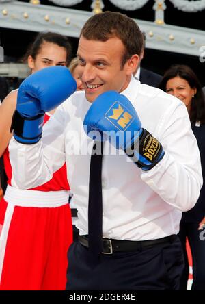 France President Emmanuel Macron with his partner Brigitte Macron ...