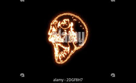 Fire burning skull. Devilish Skull burning Hell with scary, halloween ...