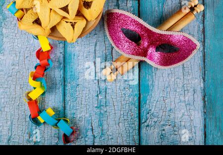 Jewish purim Hamantaschen homemade cookies and tallit with kippa a ...