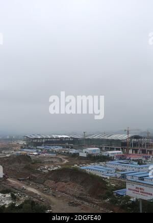 An aerial view of the dome of the T3 terminal of Guiyang Airport in ...