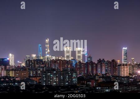Skyscrapers at the Lujiazui New Area and the Bund stand steadily with ...