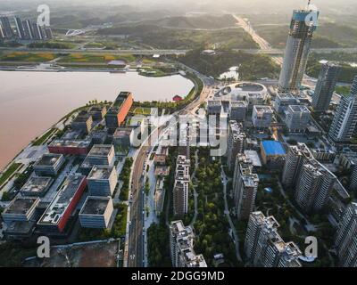 --FILE--An aerial view of Chengdu Science City, Tianfu Jingrong Center ...