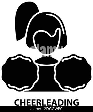 Cheerleading black icon, concept illustration, vector flat symbol ...