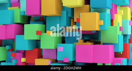 Poster with Random Cubes and Colors Stock Photo - Alamy