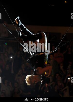 Pink on stage during the 2012 Capital FM Jingle Bell Ball at the O2 ...
