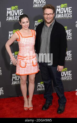 Seth Rogan and Lauren Miller arrive at the Vanity Fair Oscar Party on ...