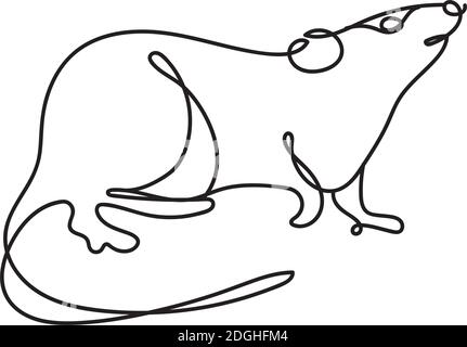 Continuous one line drawing of rat or mouse. Vector Stock Vector Image ...