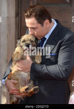 David Walliams and his dog Bert arriving at the Britains Got Talent ...