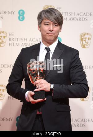 Tom Cross with the Editing Award for Whiplash, at the EE British ...