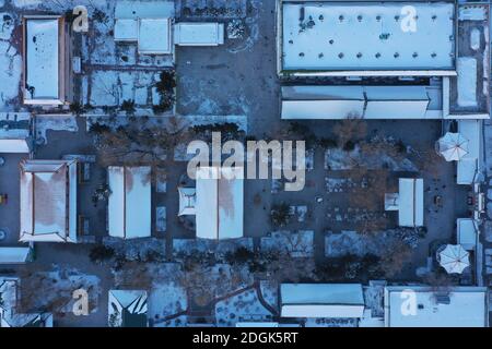 An aerial view of Jile Temple after snow in Harbin city, northeast ...