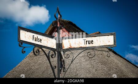 Street Sign the Direction Way to True versus False Stock Photo - Alamy