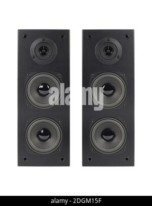 Music and sound - Front view line array loudspeaker enclosure cabinet ...