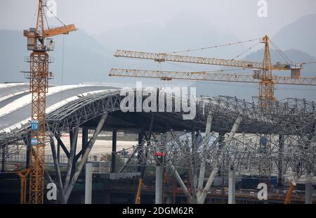 An aerial view of the dome of the T3 terminal of Guiyang Airport in ...