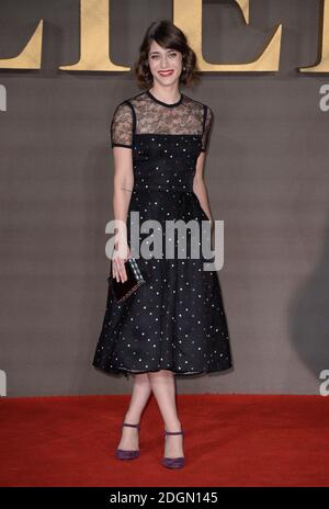 Lizzy Caplan attending the UK premiere of Allied, held at the Odeon ...