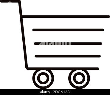 shopping cart trolley with horizontal lines supermarket line style icon ...