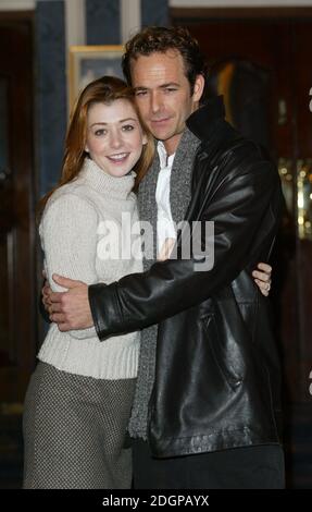 Alyson Hannigan and Luke Perry at the photocall for the West End stage ...