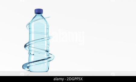Clear water bottle with circular water flow arround the bottle - 3D ...
