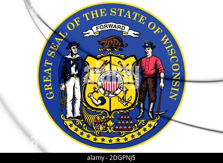 3D State Seal of Wisconsin, USA. 3D Illustration Stock Photo - Alamy