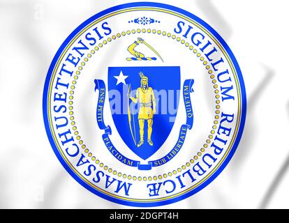3D State Seal of Massachusetts, USA. 3D Illustration Stock Photo - Alamy