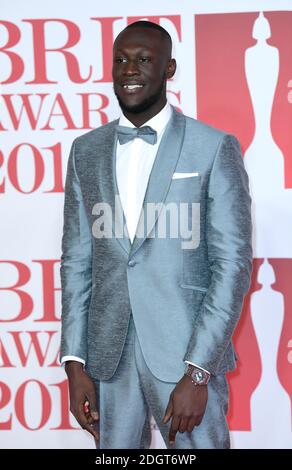 Stormzy attending the Brit Awards at the O2 Arena, London Stock Photo ...