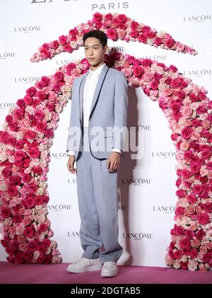 Chinese model and actor Wang Qiang attends a Lancome red carpet event ...
