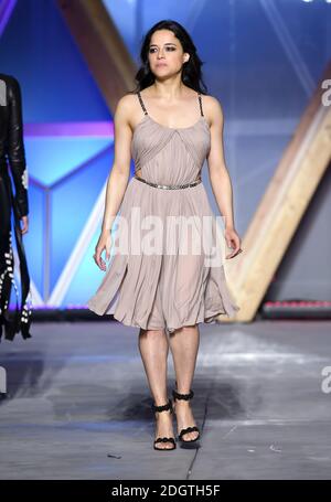 Michelle Rodriguez models at the Fashion For Relief Catwalk Show, part ...