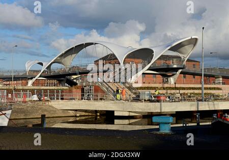 The new footbridge erected over the A63 road, to link the marina and ...