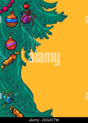 Christmas frame tree gold background. New year Festive background ...