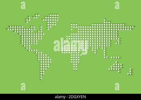 Dotted World map. White dots with dropped shadow on white background ...
