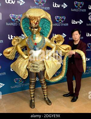 A person dressed as a Pharaoh attending The Masked Singer press launch ...